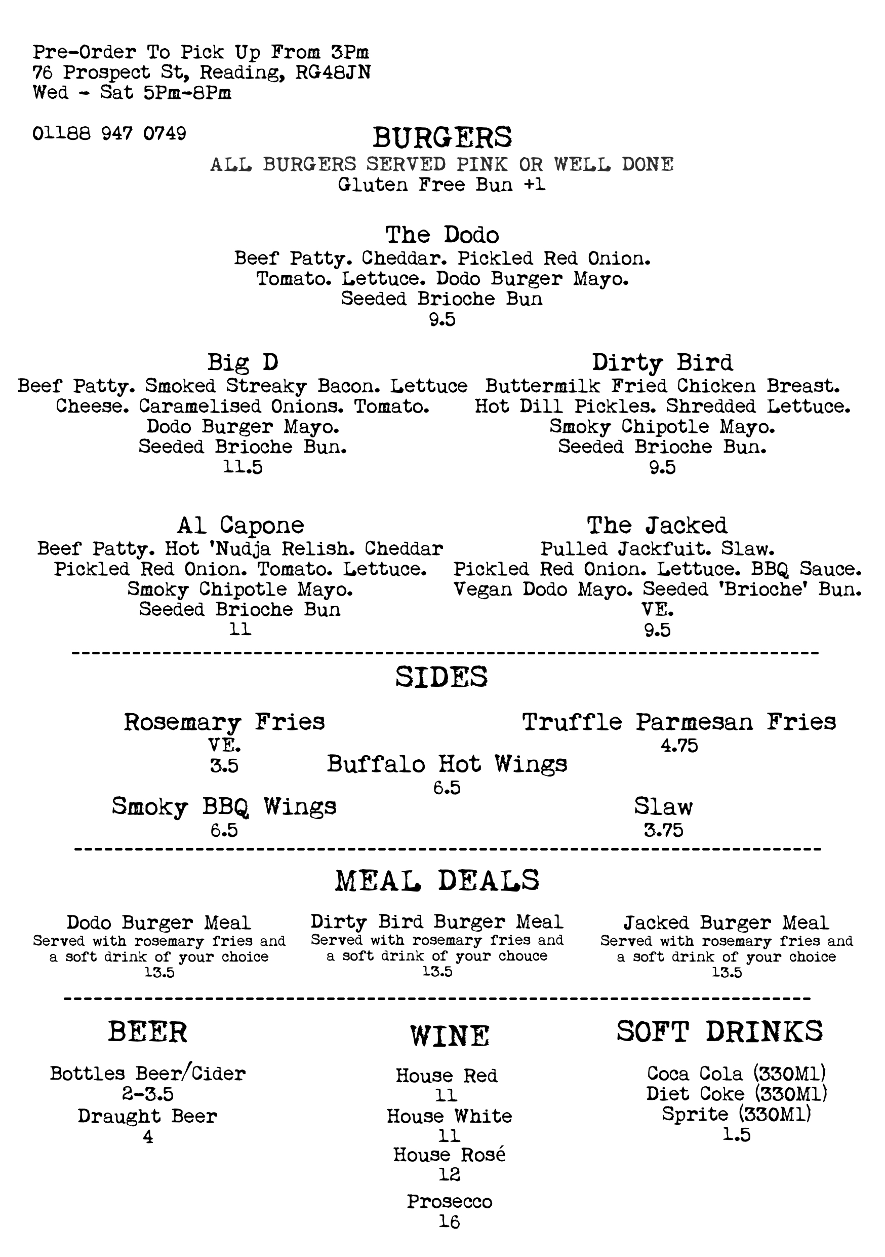 BOS COLLECTION MENU - Dodo Pub Co.