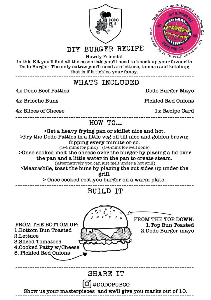 DIY BURGER INSTRUCTIONS - Dodo Pub Co.